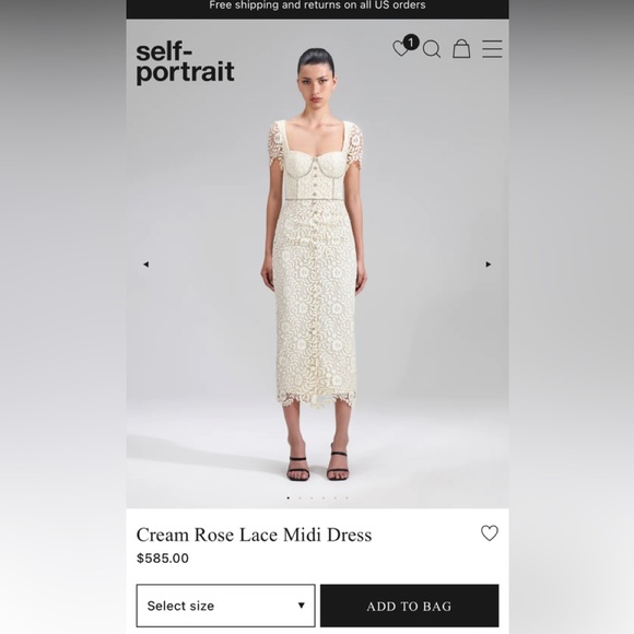 Self-Portrait | Dresses | Self Portrait Cream Rose Lace Midi Dress ...